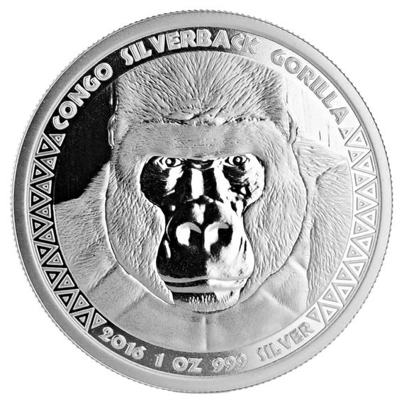 Buy 2016 Congo Silverback Gorilla 1 Oz Silver Coin fine silver coins by ...