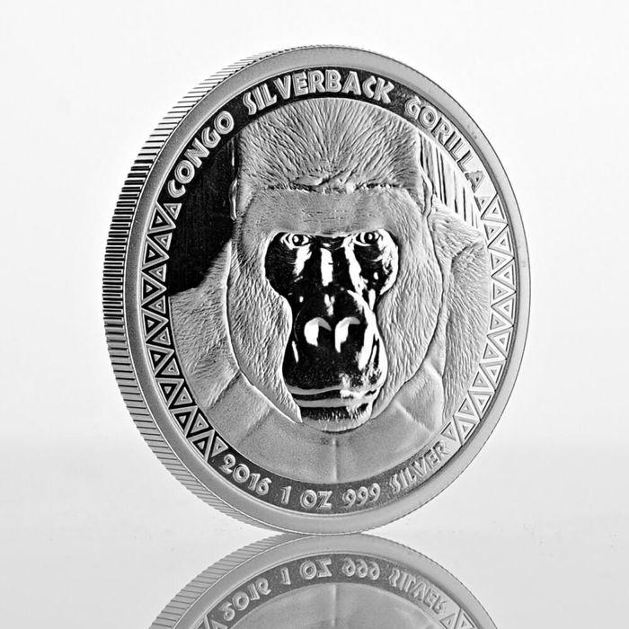 2016 Tubes of 20 oz Congo Silverback Gorilla 1 oz Silver Coins fine ...
