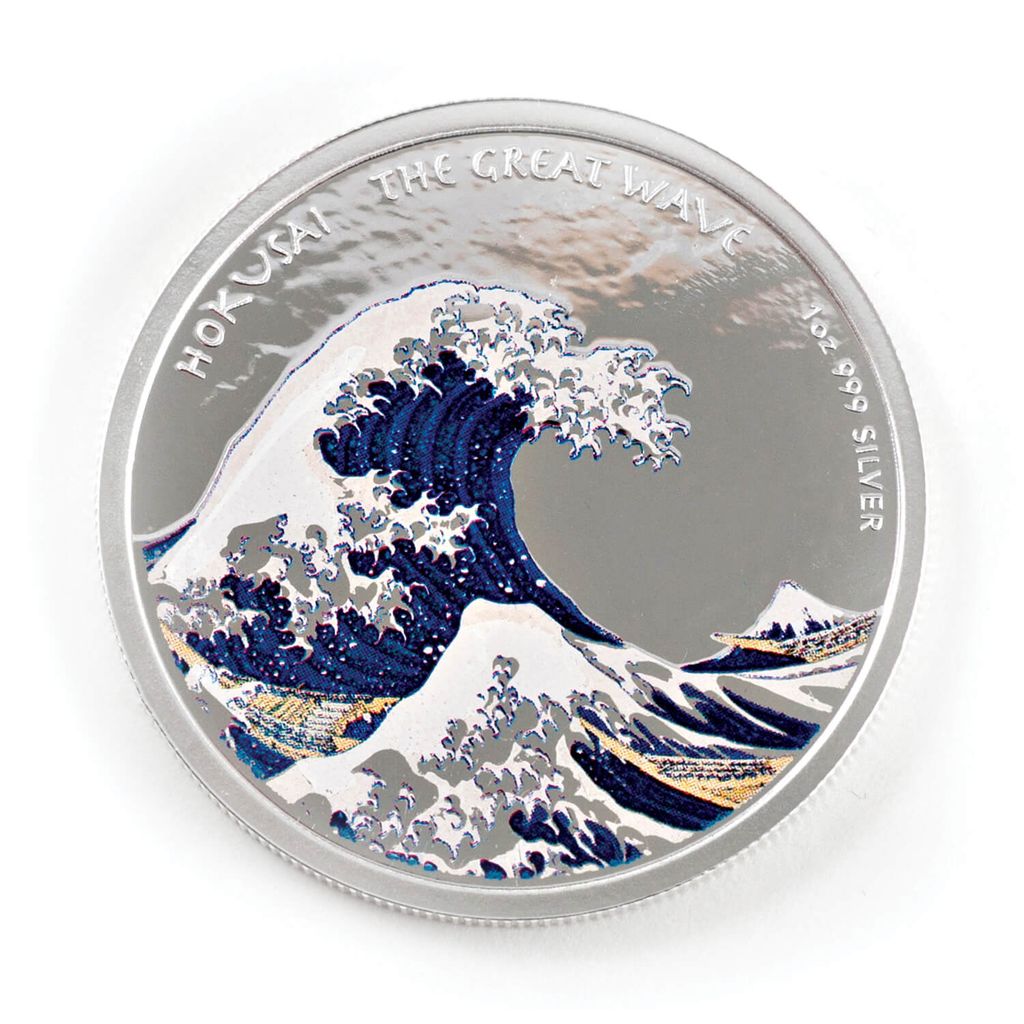 2017 Hokusai Great Wave Color 1 Oz Proof Coin .999 Silver