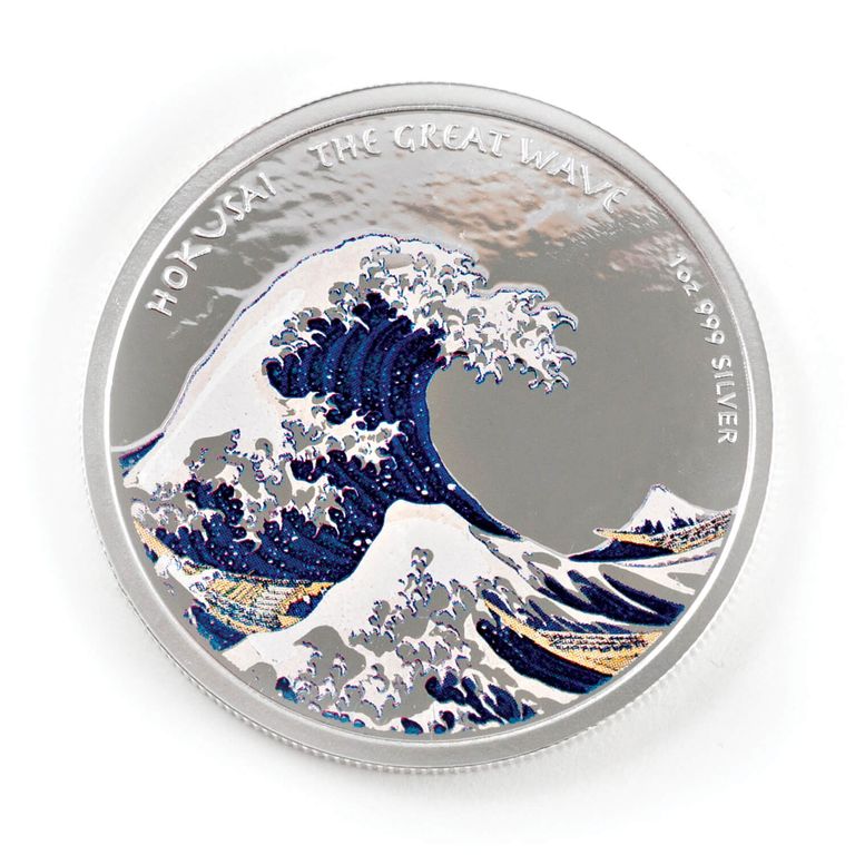 2017 Hokusai Great Wave Color 1 Oz Proof Coin .999 Silver