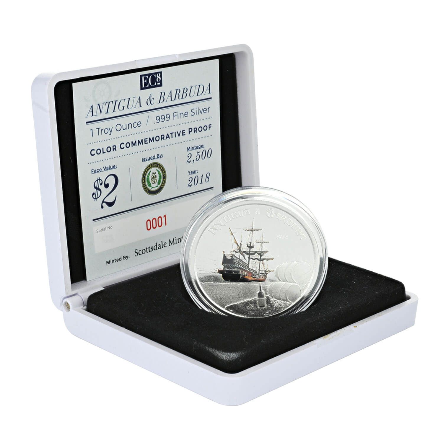 2018 EC8 Antigua & Barbuda "Rum Runner" 1 oz Silver Color Coin