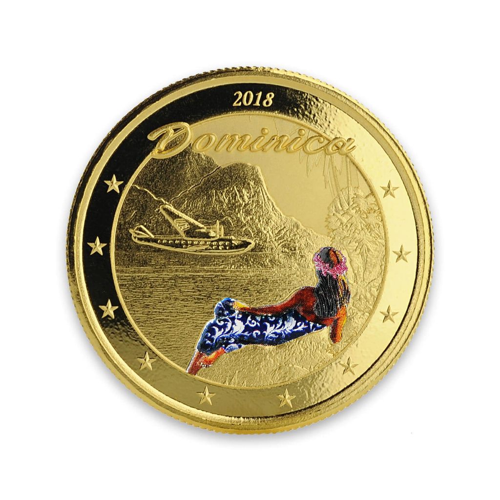 2018 EC8 Dominica "The Nature Isle" 1 oz Gold Color Coin