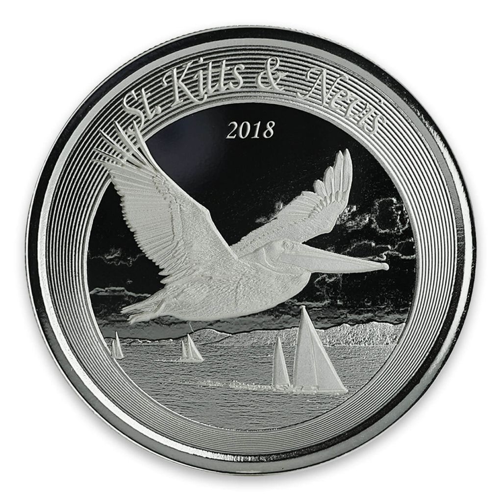 2018 EC8 St. Kitts & Nevis "Brown Pelican" 1 oz Silver Coin