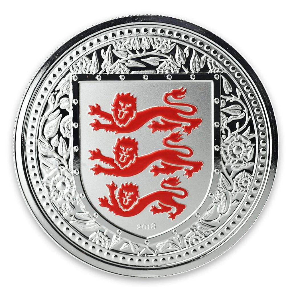2018 Royal Arms of England 1 oz Silver Color Coin (Red) | Scottsdale Mint