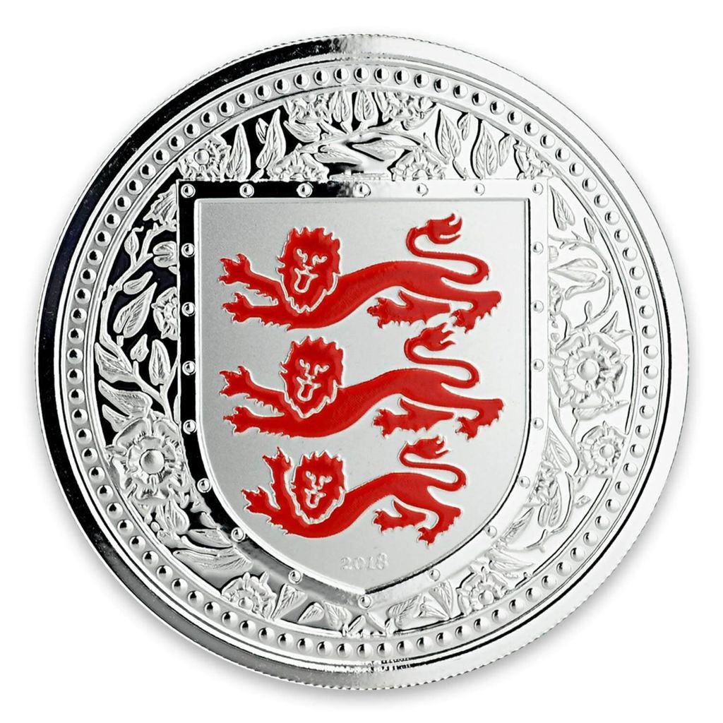 2018 Royal Arms of England 1 oz Silver Color Coin (Red)