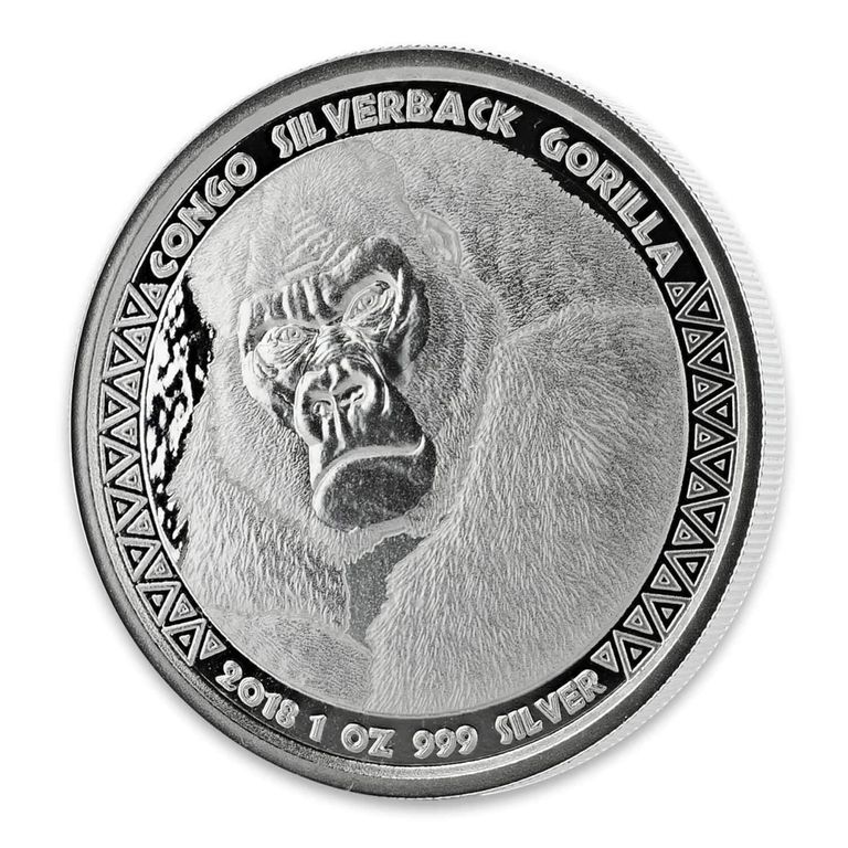 2018 Congo Silverback Gorilla 1oz Silver Coin | Scottsdale Mint