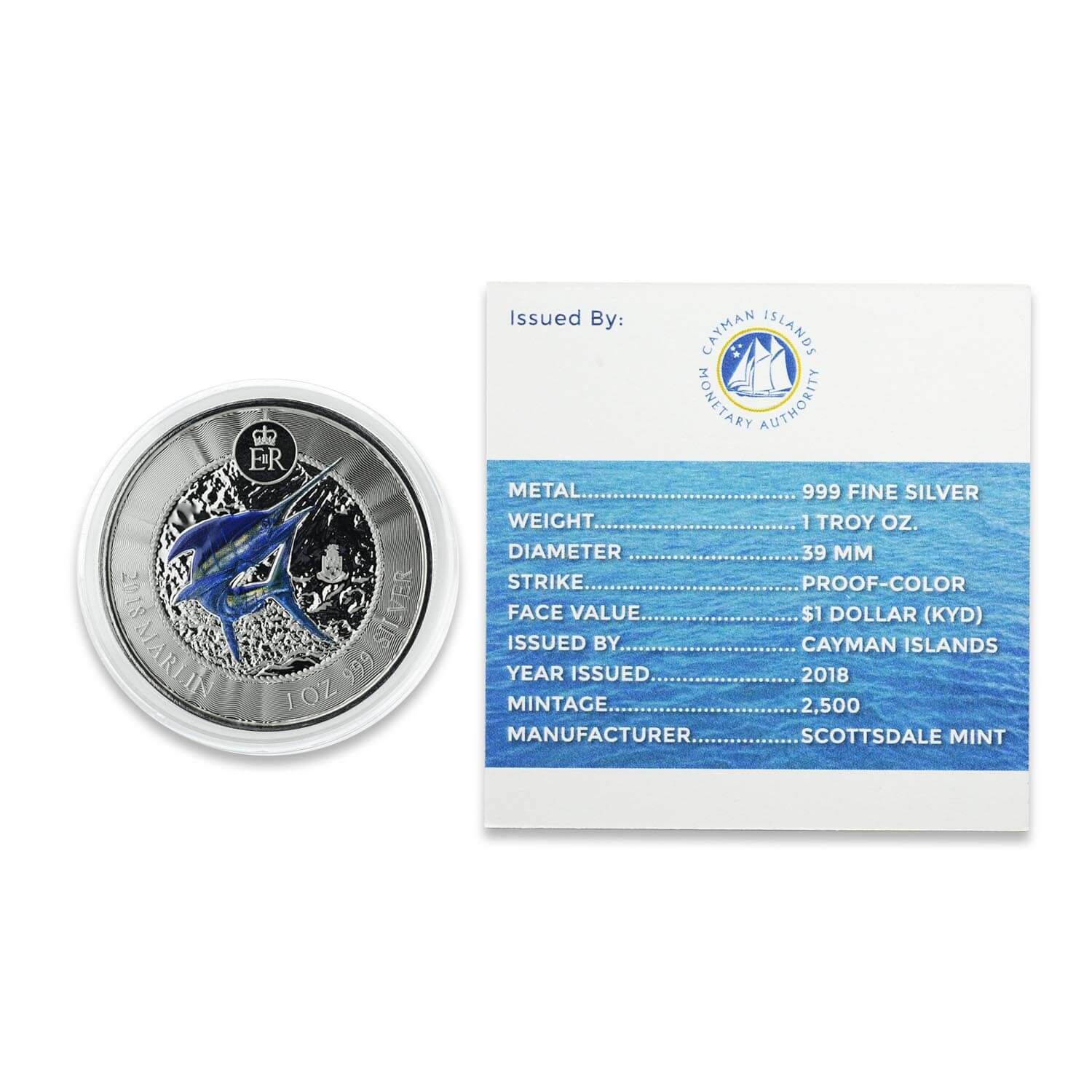 2018 Cayman Islands Marlin 1 oz Silver Color Coin
