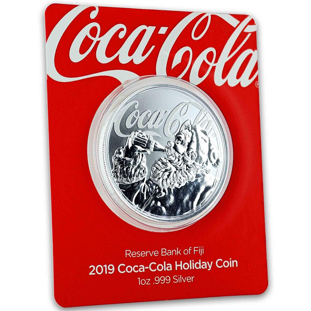 2019 Fiji Coca-Cola Santa 1 oz Silver Holiday Coin BU