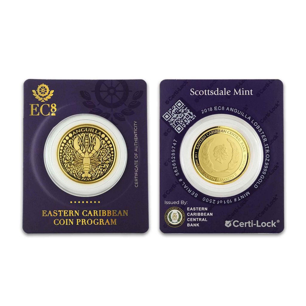 2018 EC8 Anguilla Lobster 1 oz Gold Coin