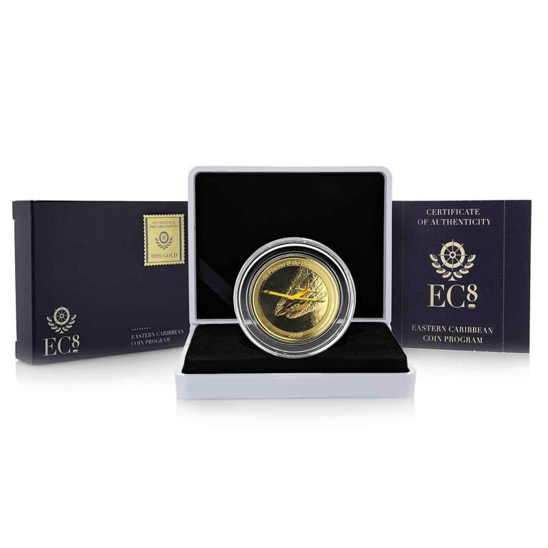 2018 EC8 St. Vincent & the Grenadines Seaplane 1 oz Gold Color Coin