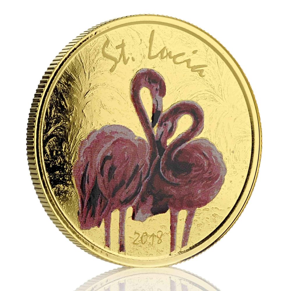 2018 EC8 St. Lucia Flamingo 1 oz Gold Color Coin