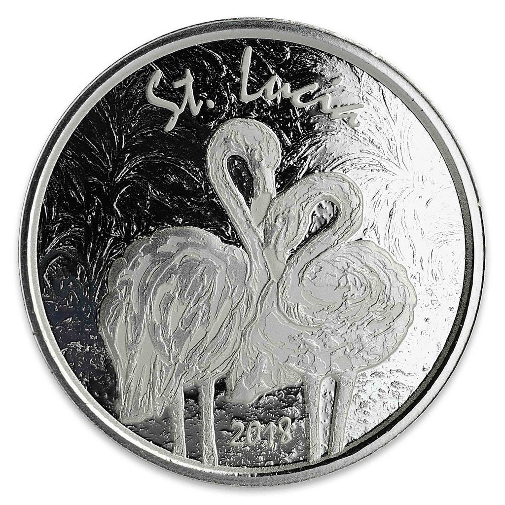 2018 EC8 St. Lucia Flamingo 1 oz Silver Coin Legal Tender