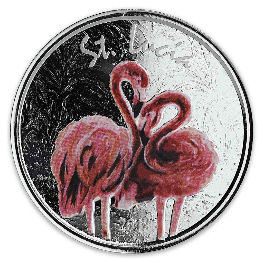 2018 EC8 St. Lucia Flamingo 1 oz Silver Color Coin | Scottsdalt Mine ...