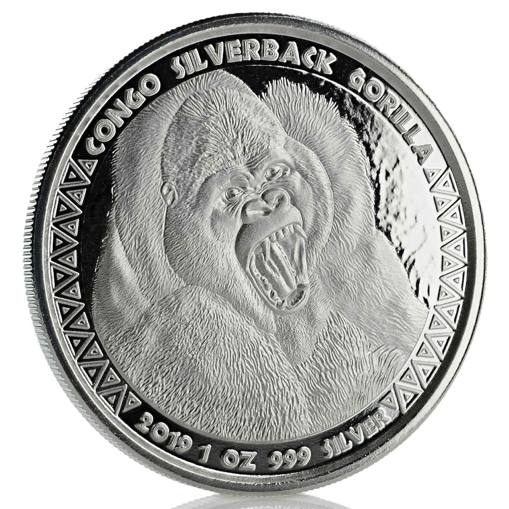 2019 Congo Silverback Gorilla 1 oz Silver Coin | Scottsdale Mint