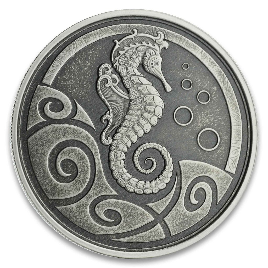 2019 Samoa Seahorse 1 oz Antiqued Silver Coin
