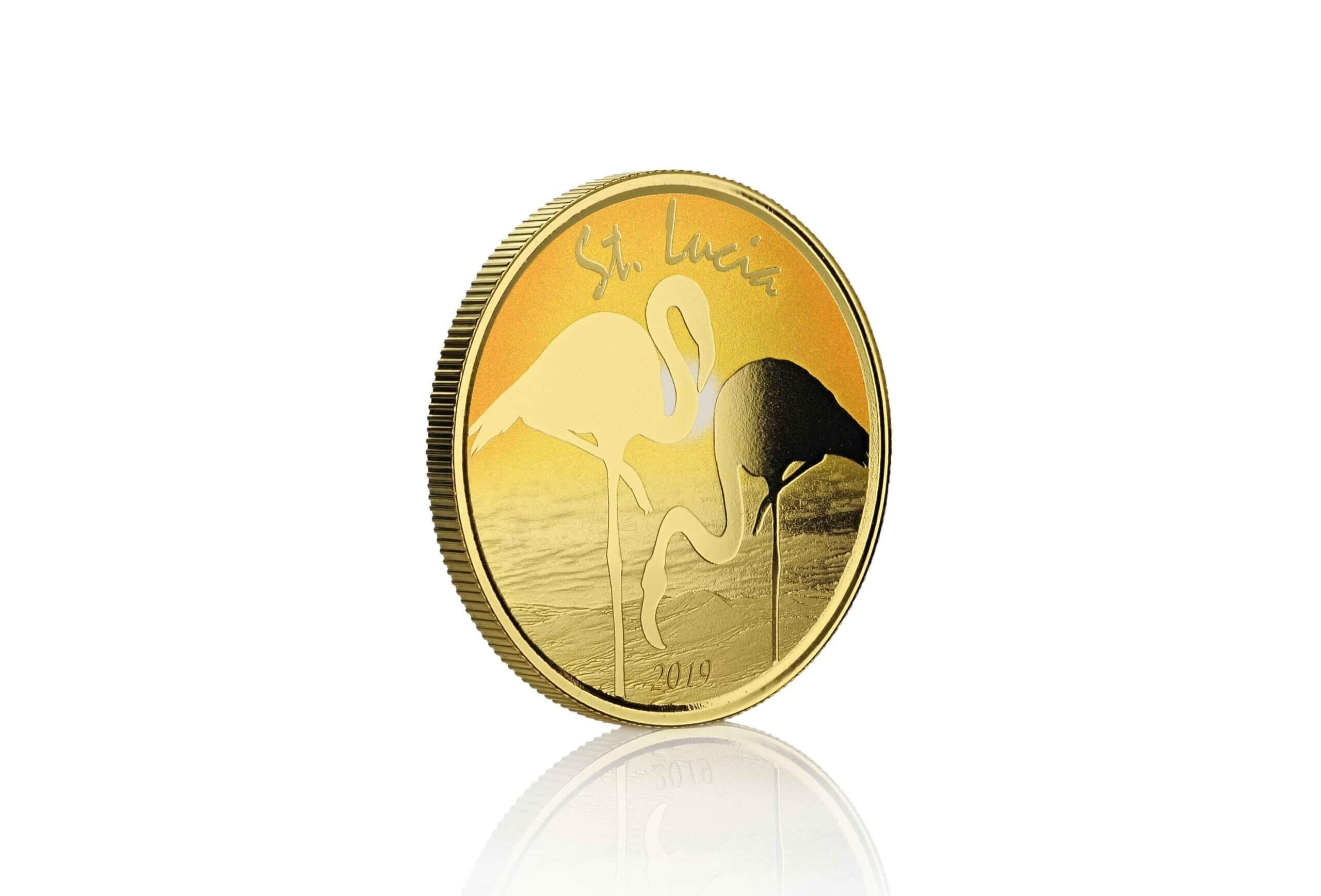 2019 EC8 St. Lucia "Flamingo" 1 oz Gold Color Coin