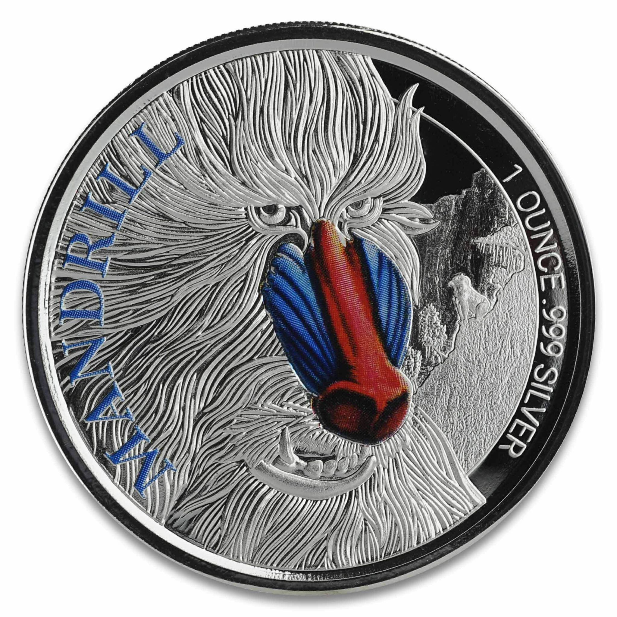 2020 Cameroon Mandrill 1 oz Silver Color Coin