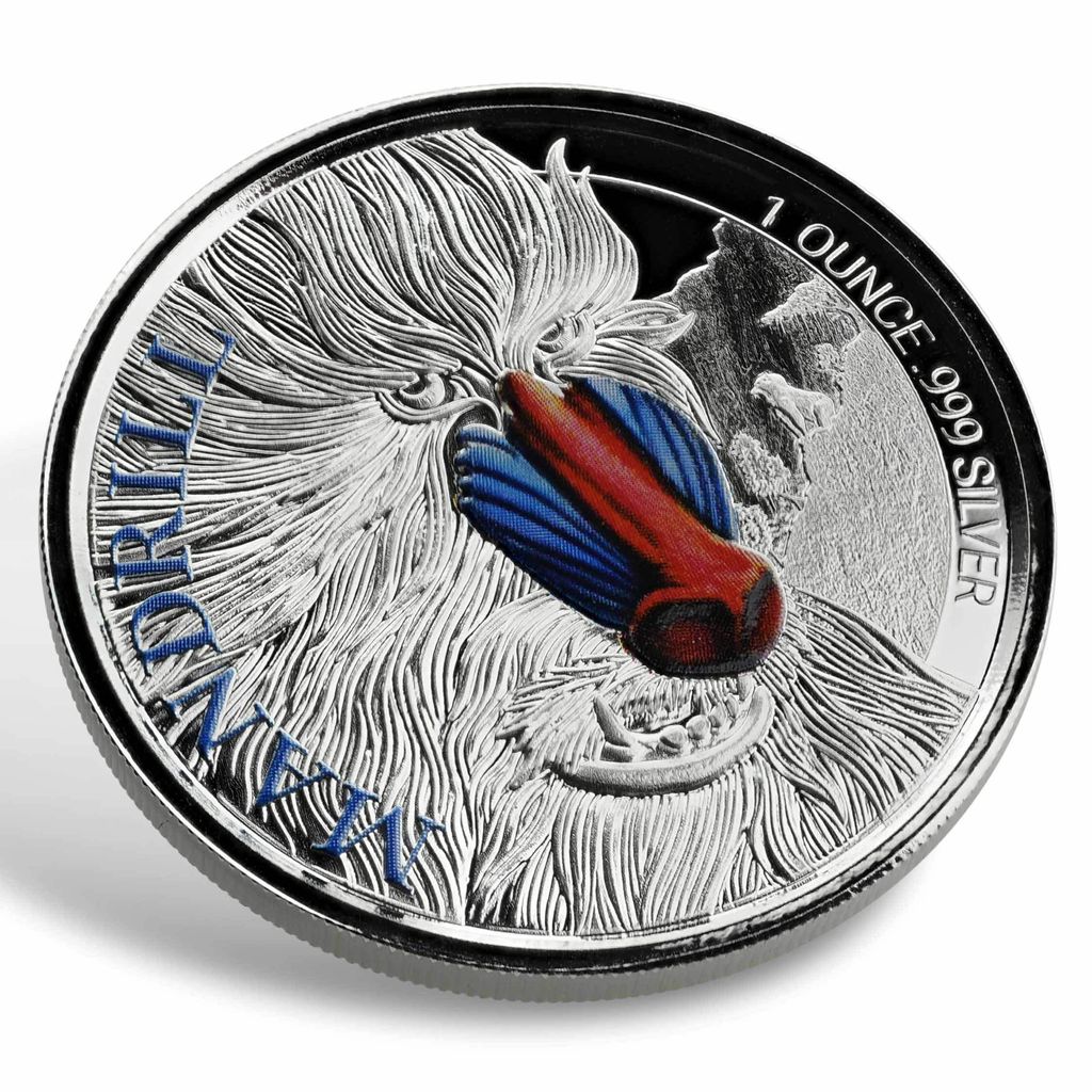 2020 Cameroon Mandrill 1 oz Silver Color Coin