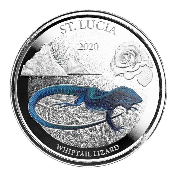 Buy 2020 EC8 St. Lucia "Whiptail Lizard" 1 oz Silver Color Coin fine ...