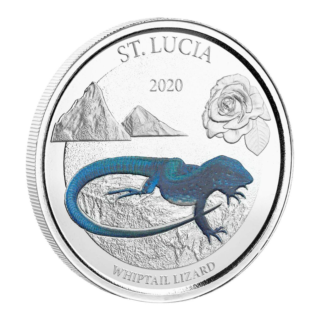 Buy 2020 EC8 St. Lucia "Whiptail Lizard" 1 oz Silver Color Coin fine ...