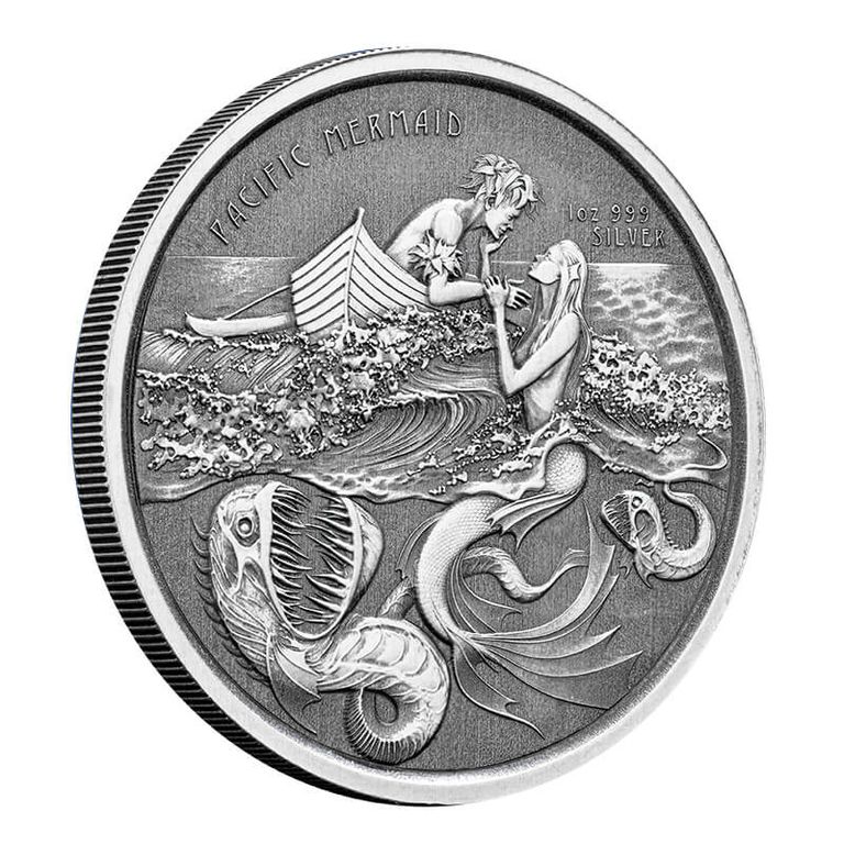 2021 Samoa Pacific Mermaid 1 oz Silver Antique Coin