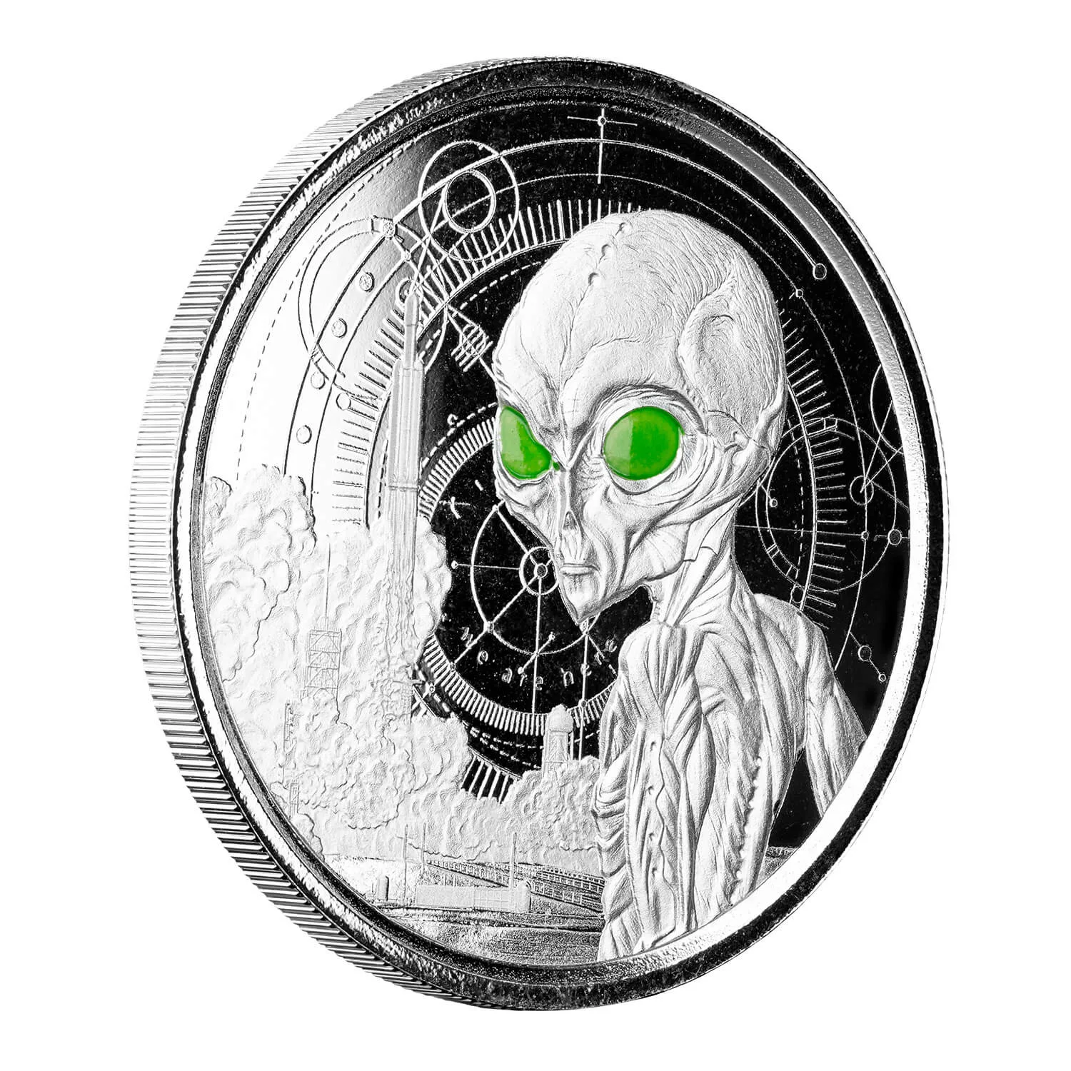 2021 Ghana Alien 1 oz Silver Proof with Color Coin