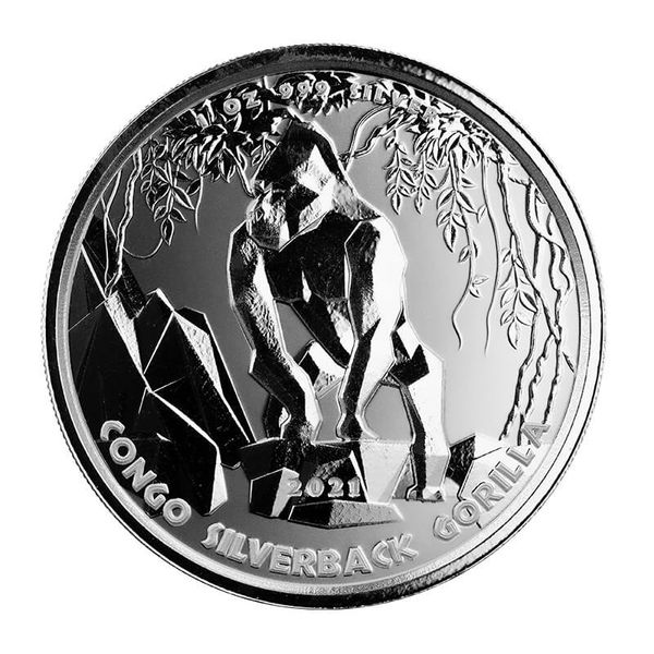 1 oz Silver Coin 2021 Congo Silverback Gorilla