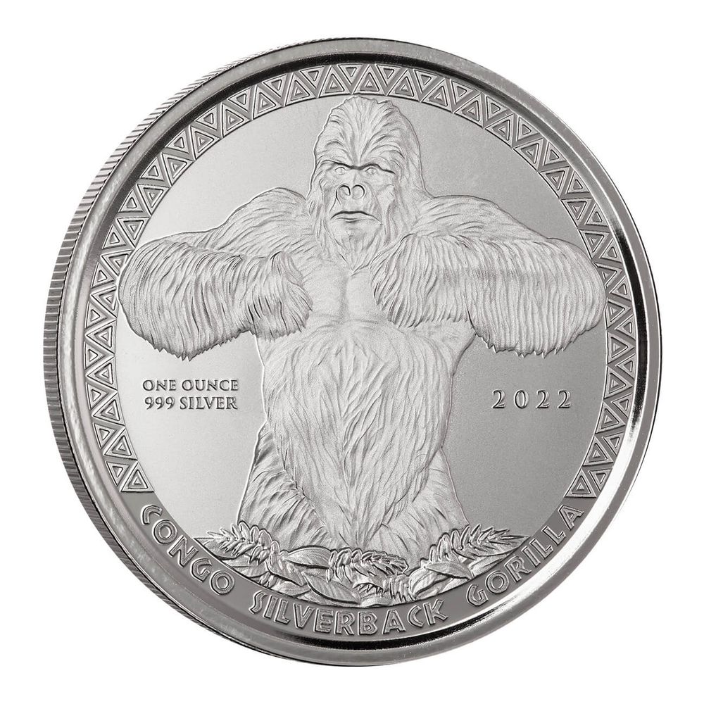 2022 Congo Silverback Gorilla 1 oz Silver BU Coin | Scottsdale Mint