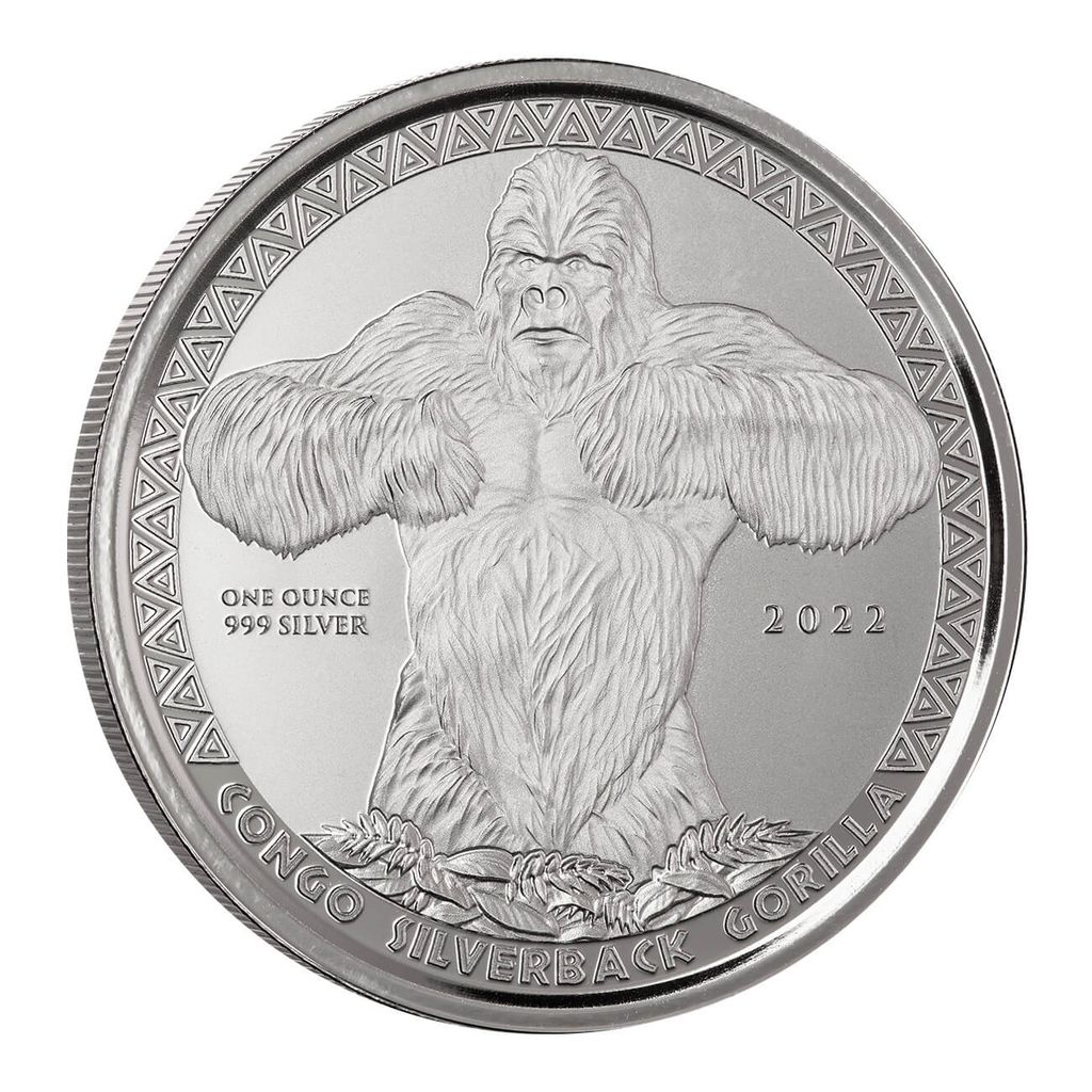 2022 Congo Silverback Gorilla 1 oz Silver BU Coin | Scottsdale Mint