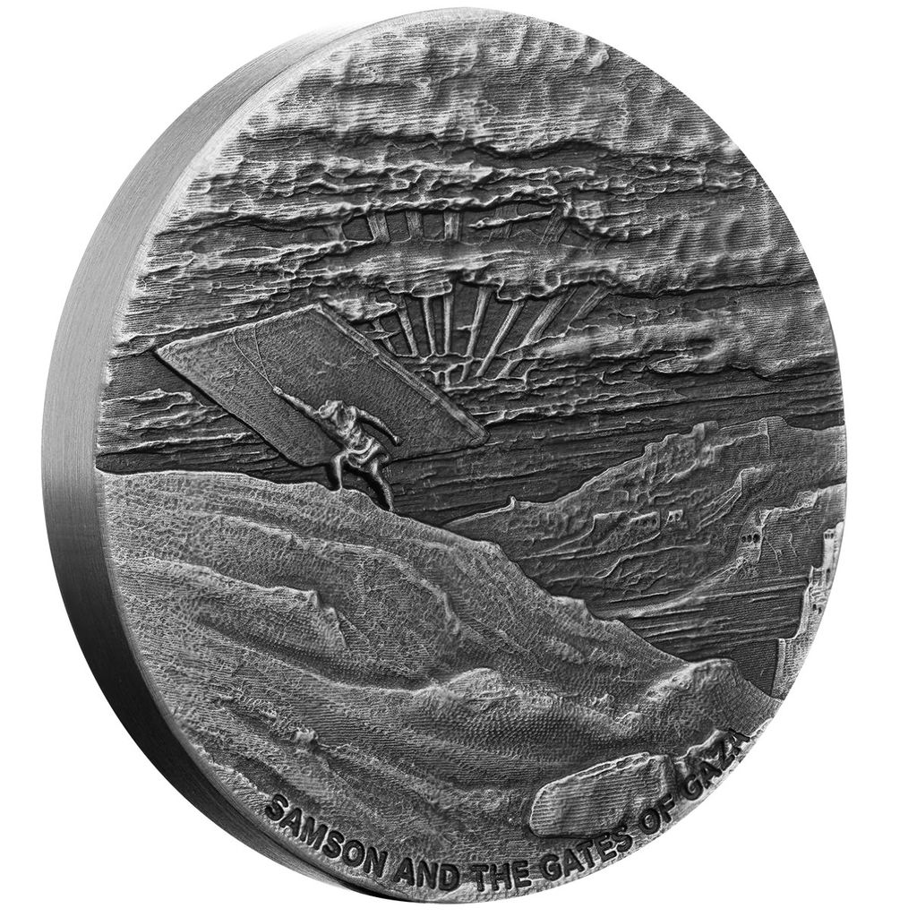 Shop 2022 Biblical | Samson and the Gates of Gaza 2 oz Silver Coin