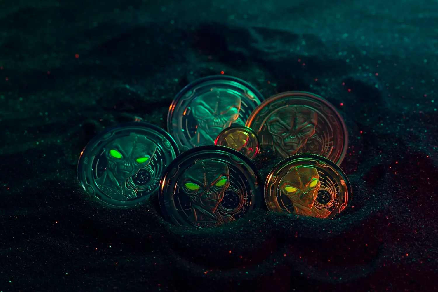 2022 Ghana Alien 1 oz Silver Black Rhodium Plated With UV Color Coin