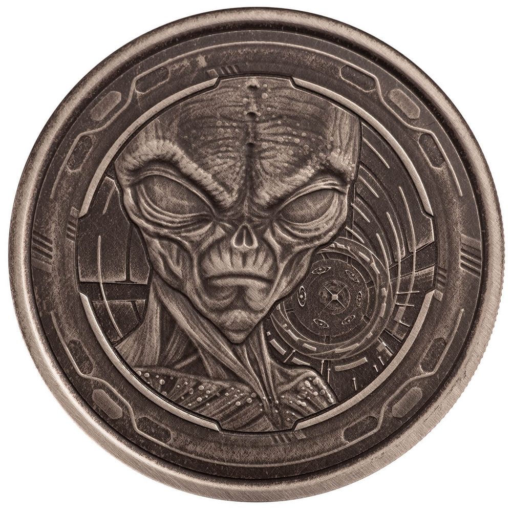 2022 Ghana Alien 1 oz Silver Antique Coin