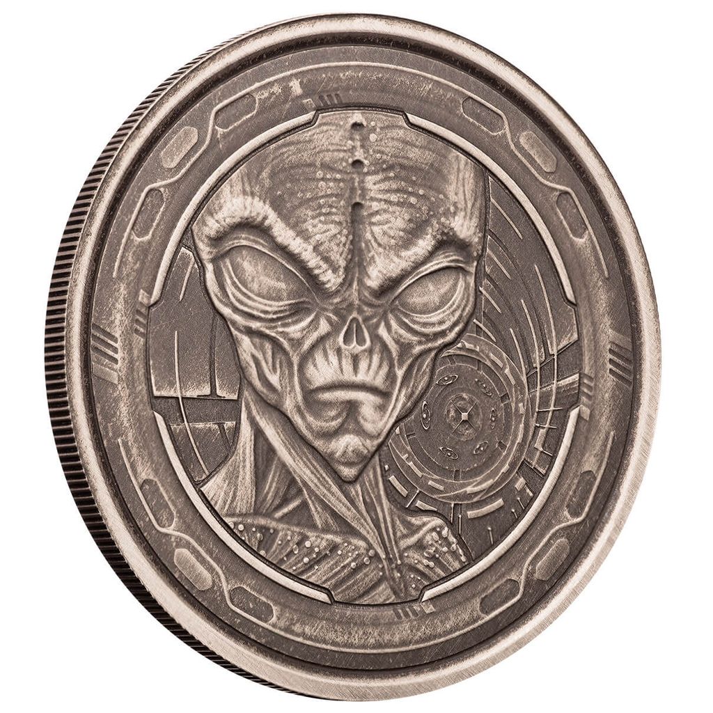 2022 Ghana Alien 1 oz Silver Antique Coin
