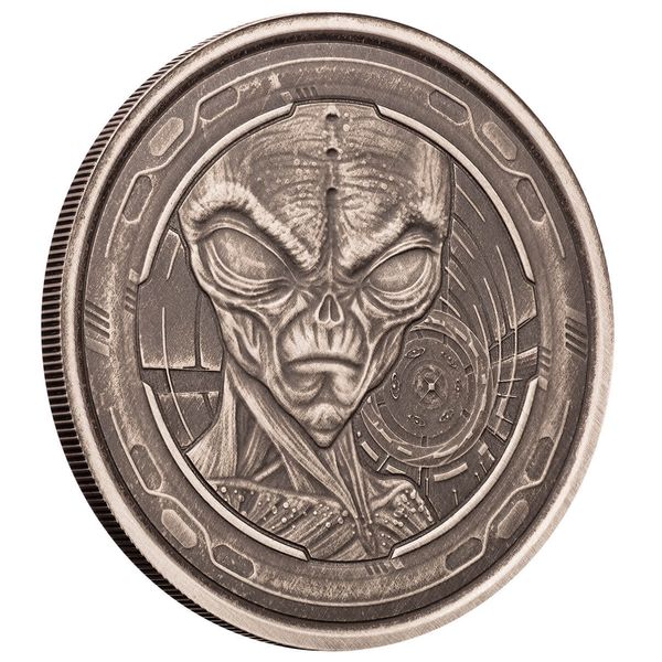 2022 Ghana Alien 1 oz Silver Antique Coin