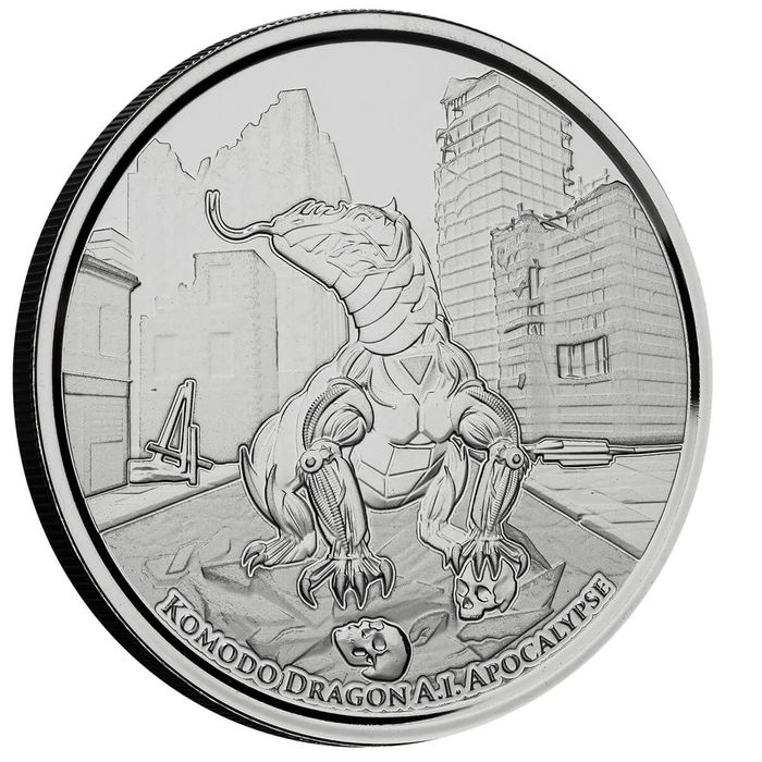 2022 Tokelau Komodo Dragon A.I. Apocalypse 1 oz Silver Bu Coin ...