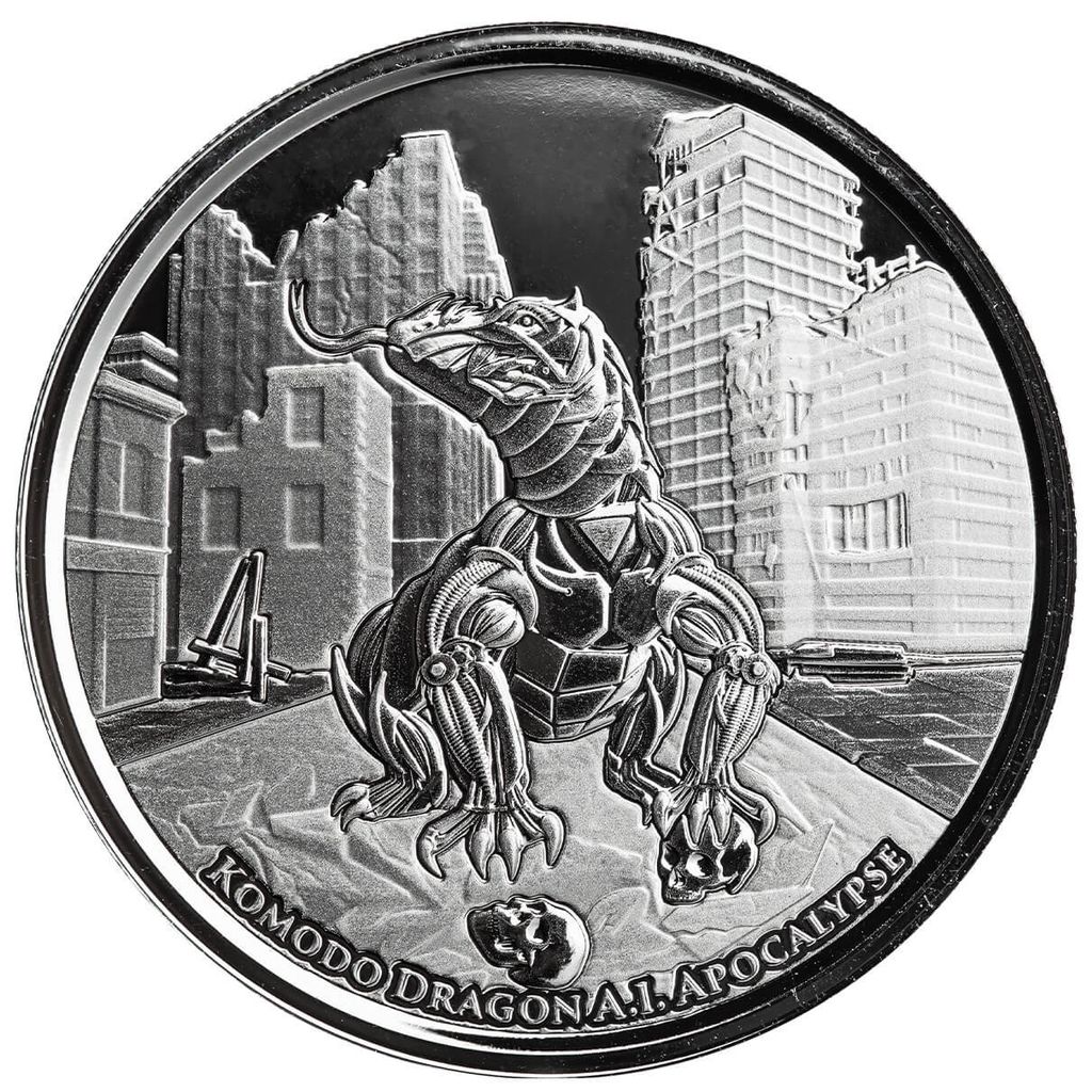 2022 Tokelau Komodo Dragon A.I. Apocalypse 1 oz Silver Bu Coin