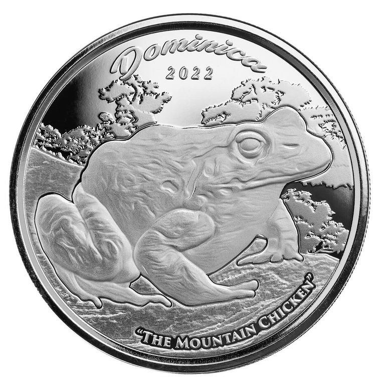 2022 EC8 Dominica Mountain Chicken 1 oz Silver Coin Capsules