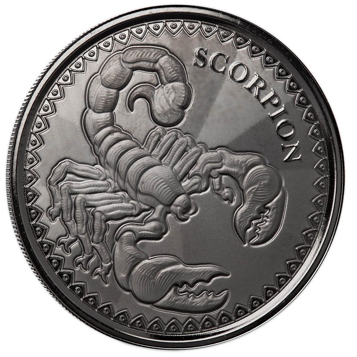 2022 Chad Scorpion 1 oz Black Rhodium Plated Silver Coin | Scottsdale Mint