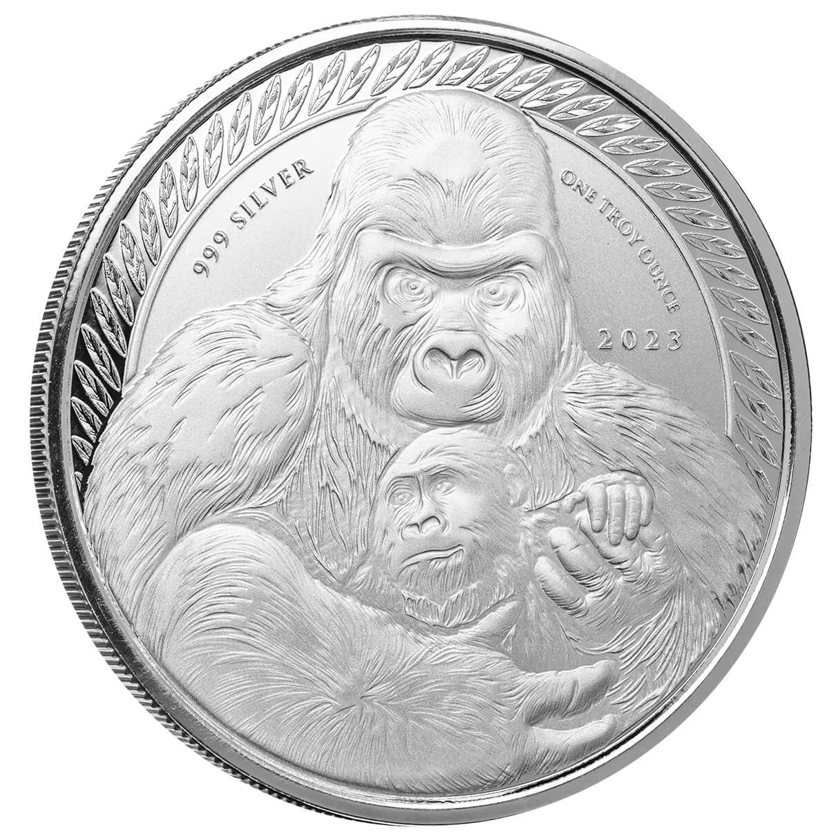 2023 Congo Silverback Gorilla 1 oz Silver Proof Like Coin