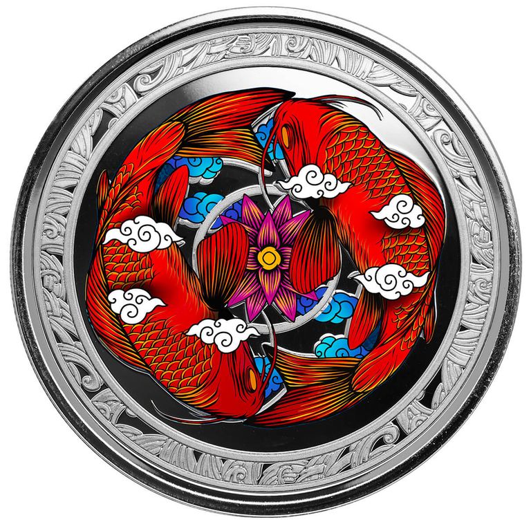 2023 Fiji Koi Fish 1 oz Silver Color Proof Coin