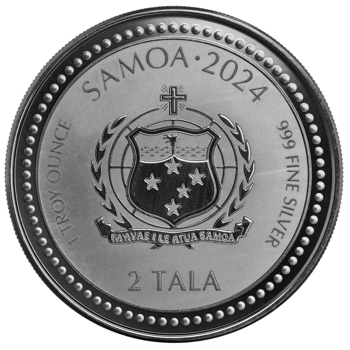 2024 Samoa Lunar Year of the Dragon 1 oz Silver with Black Rhodium ...