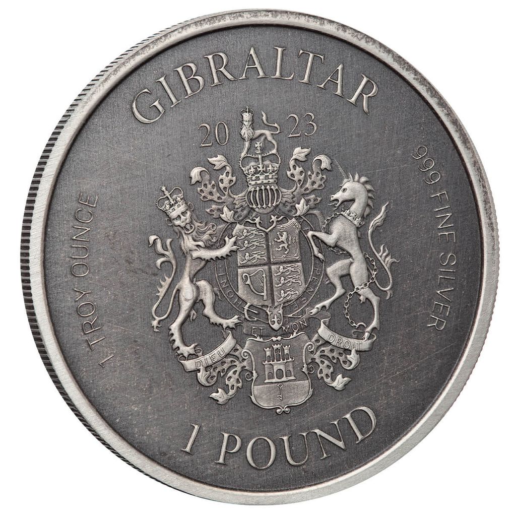 2023 Gibraltar Lady Justice 1 oz Silver Antique Coin