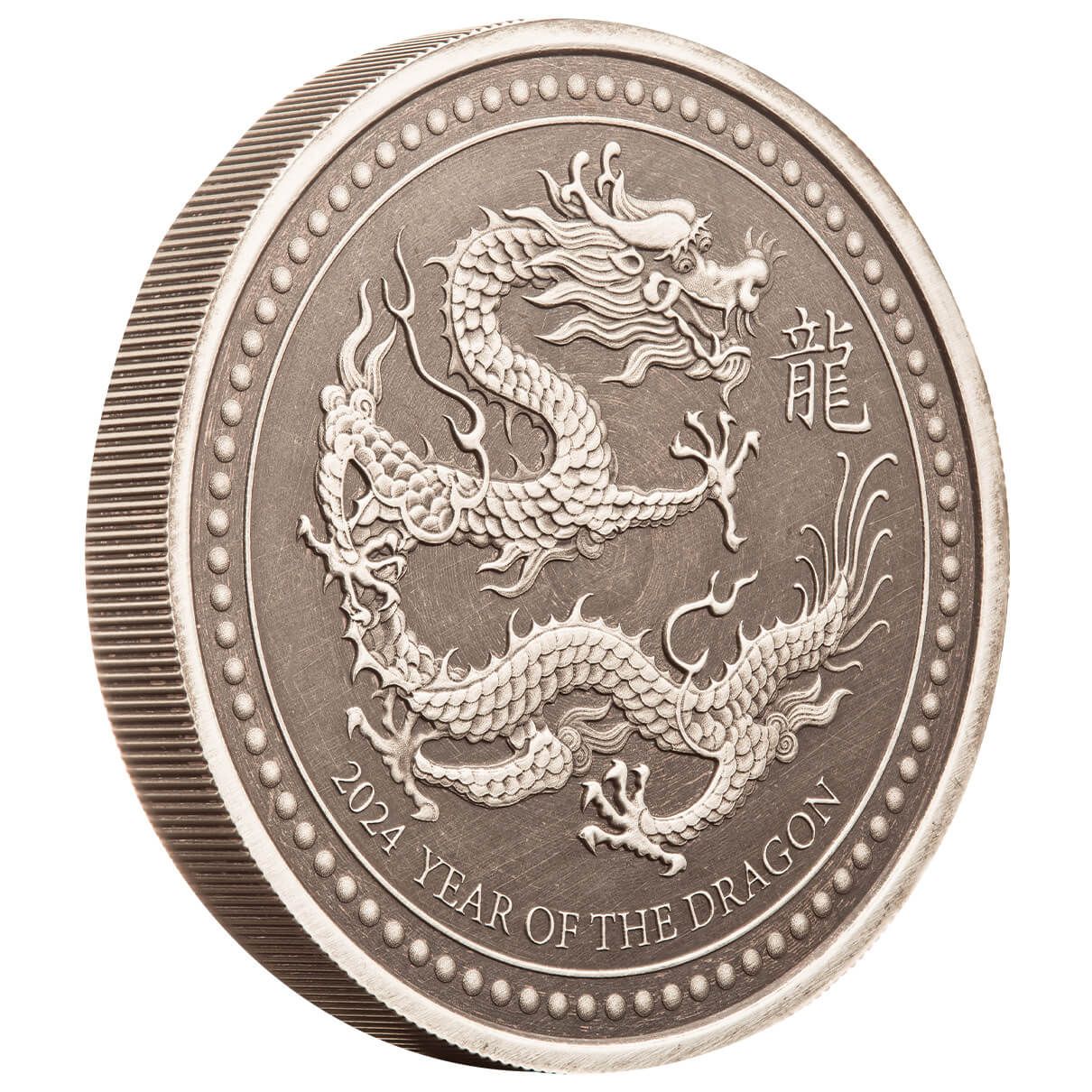 2024 Samoa Lunar Year of the Dragon 2 oz Silver Antique Coin