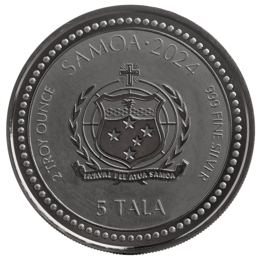 2024 Samoa Lunar Year of the Dragon 2 oz Silver with Black Rhodium ...