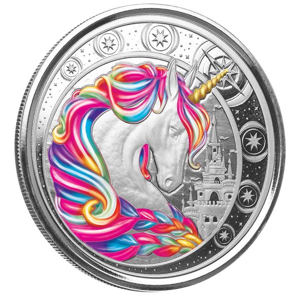 2023 Ghana Unicorn "Blossom" 1 oz Silver Rainbow Color Coin