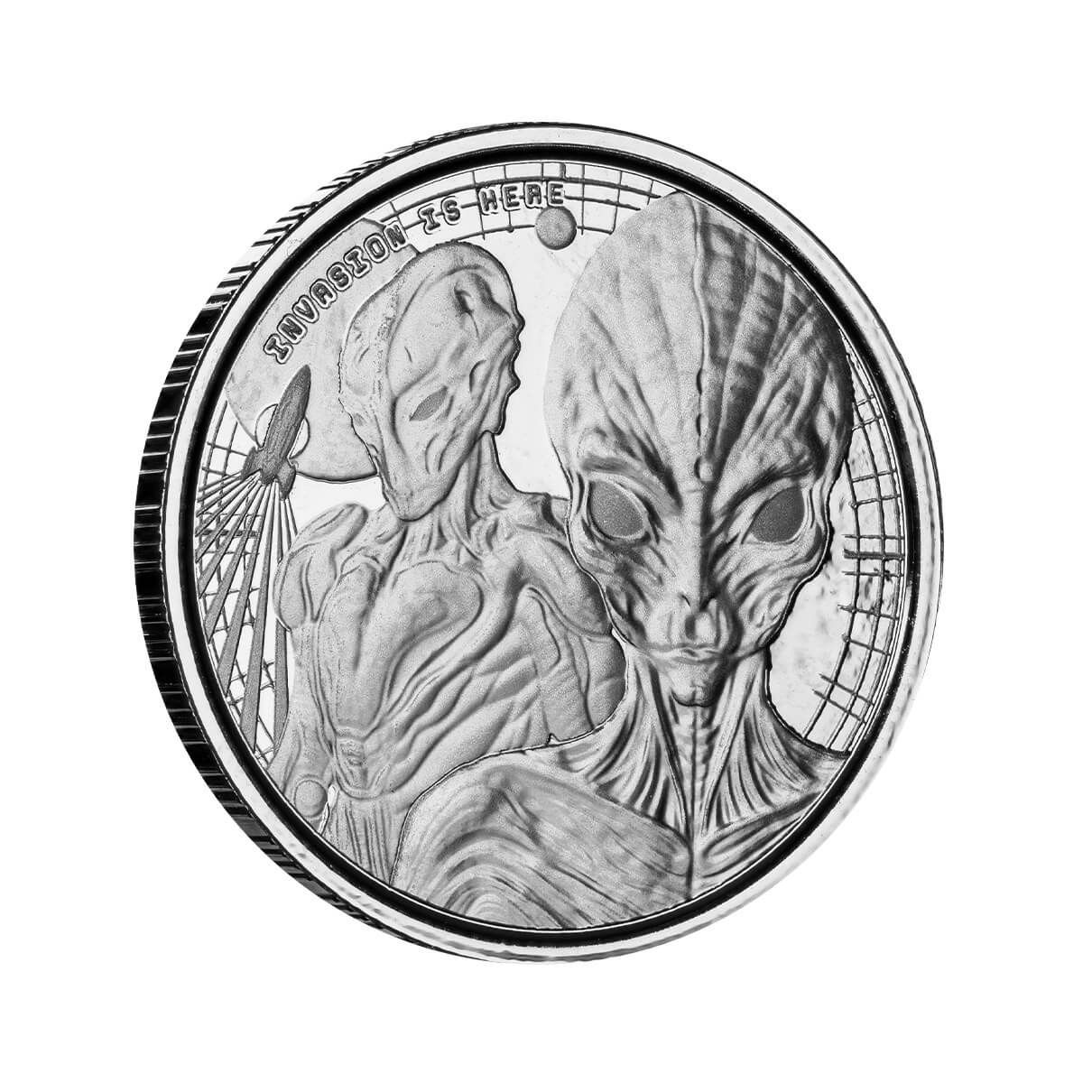 2023 Ghana Alien Invasion Silver Coin Half oz Proof Like