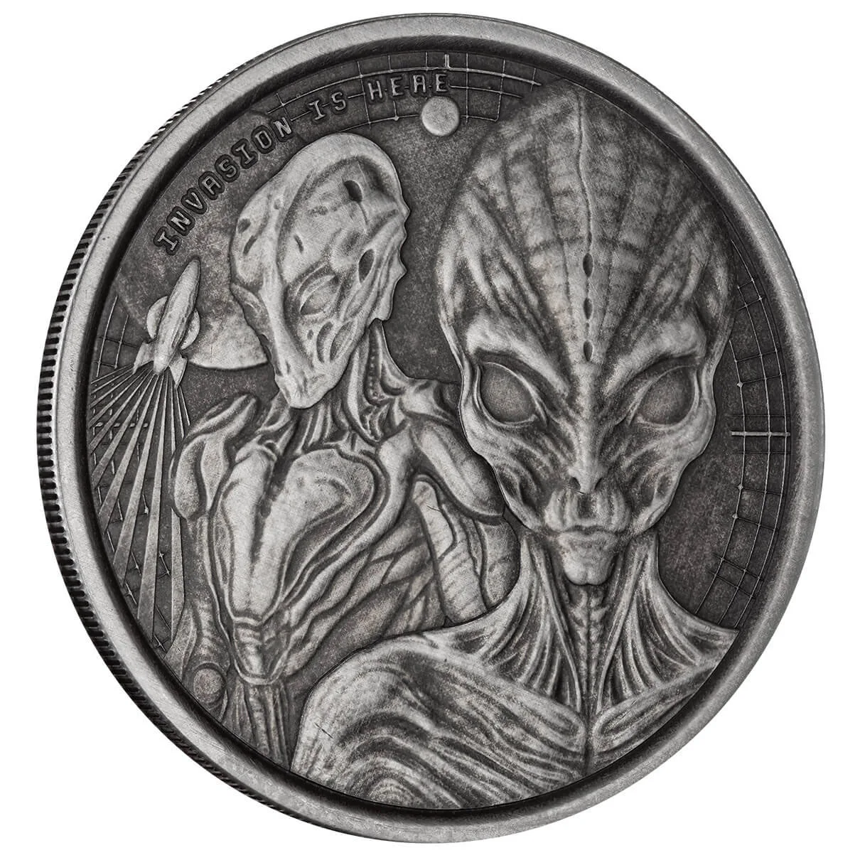 2023 Ghana Alien Invasion 1 oz Silver Antique Coin