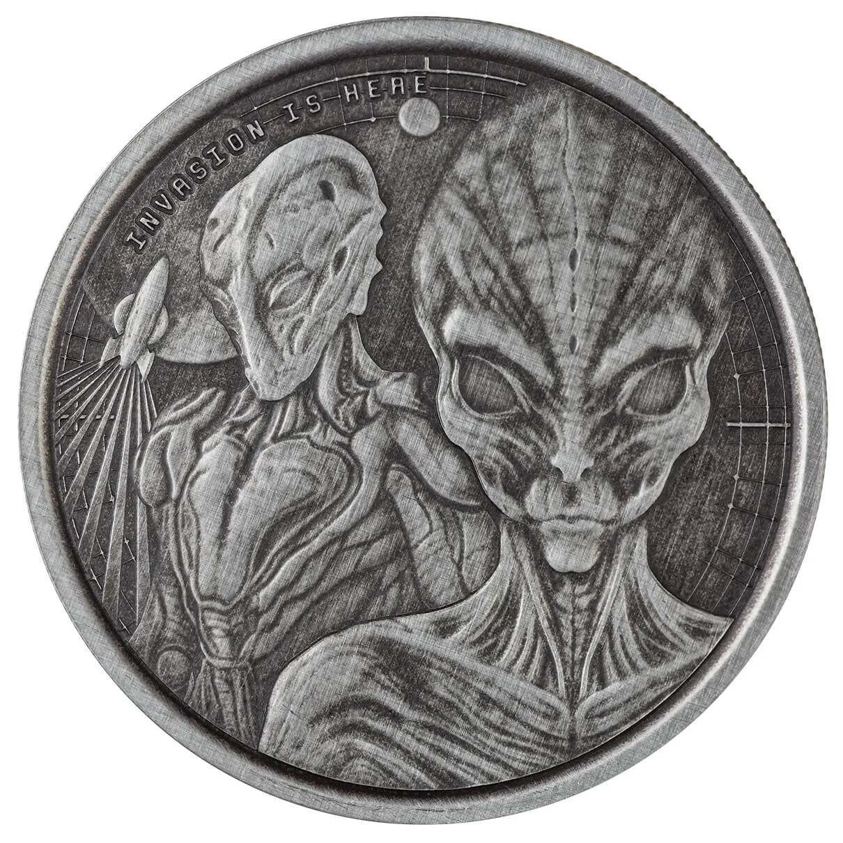 2023 Ghana Alien Invasion 1 oz Silver Antique Coin