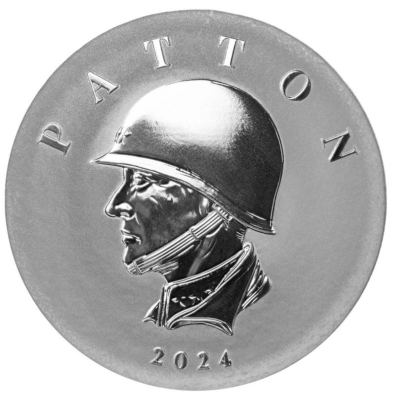 2024 Liberia Commander Series George Patton Bust 5 Troy oz 9999 Silver Coin