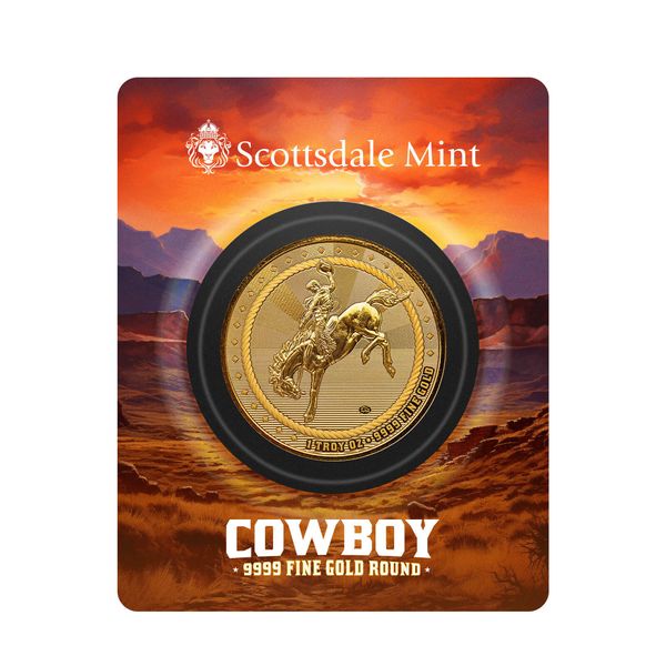 Scottsdale Cowboy with Buffalo Privy 1 oz Gold Round